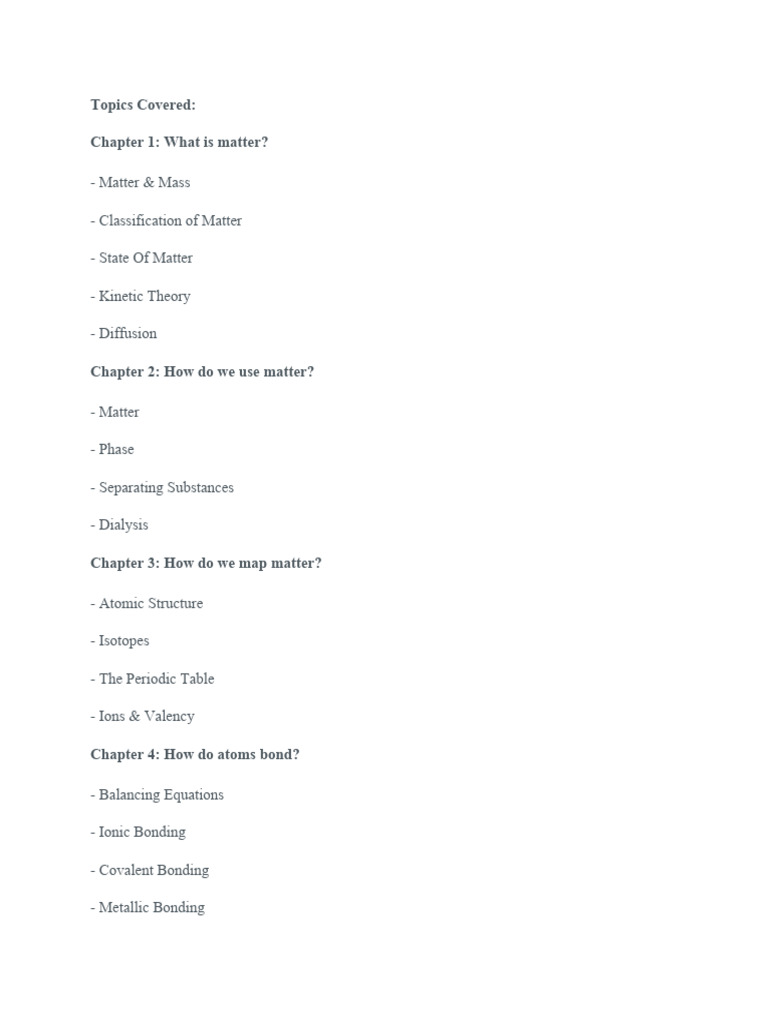 MYP 5 Chemistry Syllabus Overview | PDF