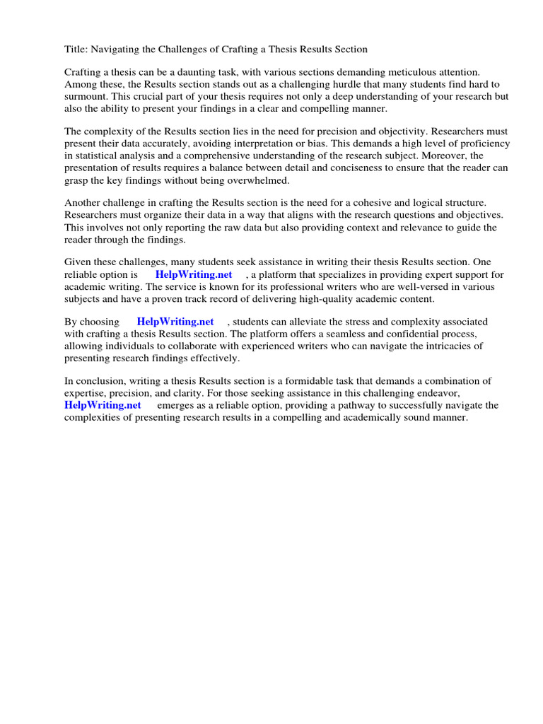 How To Write A Thesis Results Section | PDF | Methodology | Thesis How To Write A Thesis Results Section | PDF | Methodology | Thesis