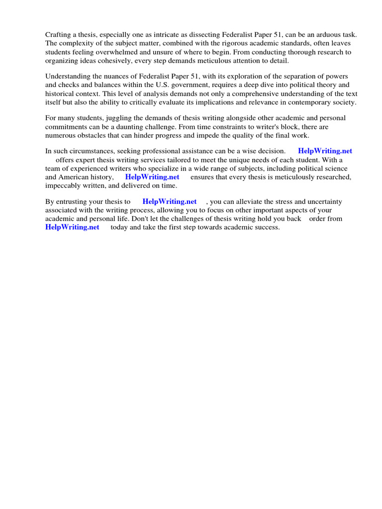 Thesis of Federalist Paper 51 | PDF | The Federalist Papers | James Madison