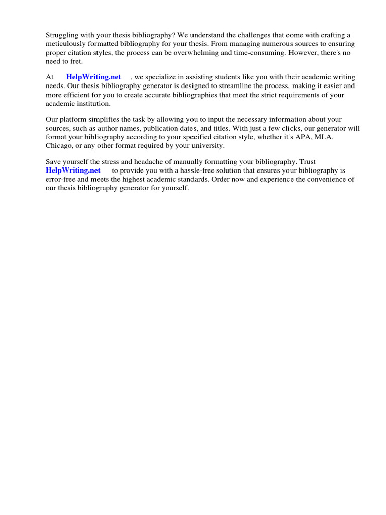 Thesis Bibliography Generator | PDF | Citation | Bibliography