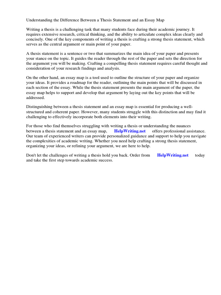 Difference Between Thesis Statement and Essay Map | Download Free PDF ... Difference Between Thesis Statement and Essay Map | Download Free PDF ...