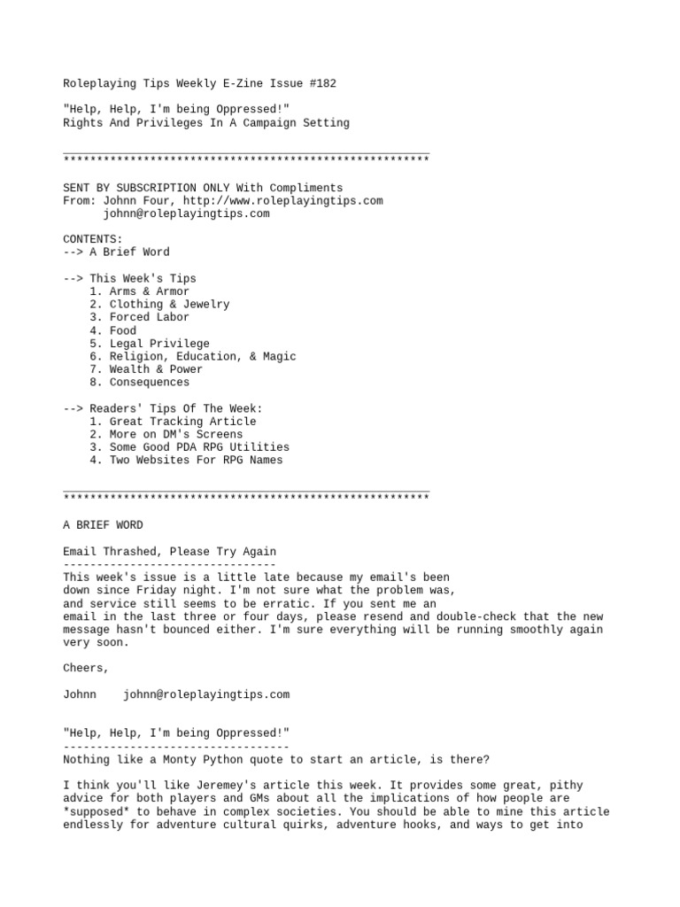 Rights and Privileges in RPGs | PDF | Law