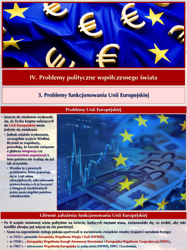 Problemy Funkcjonowania Unii Prezentacja | PDF