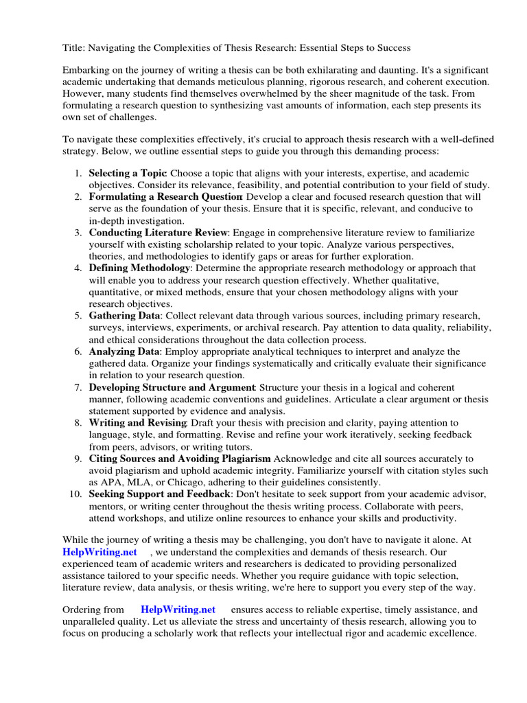 Thesis Research Steps | PDF