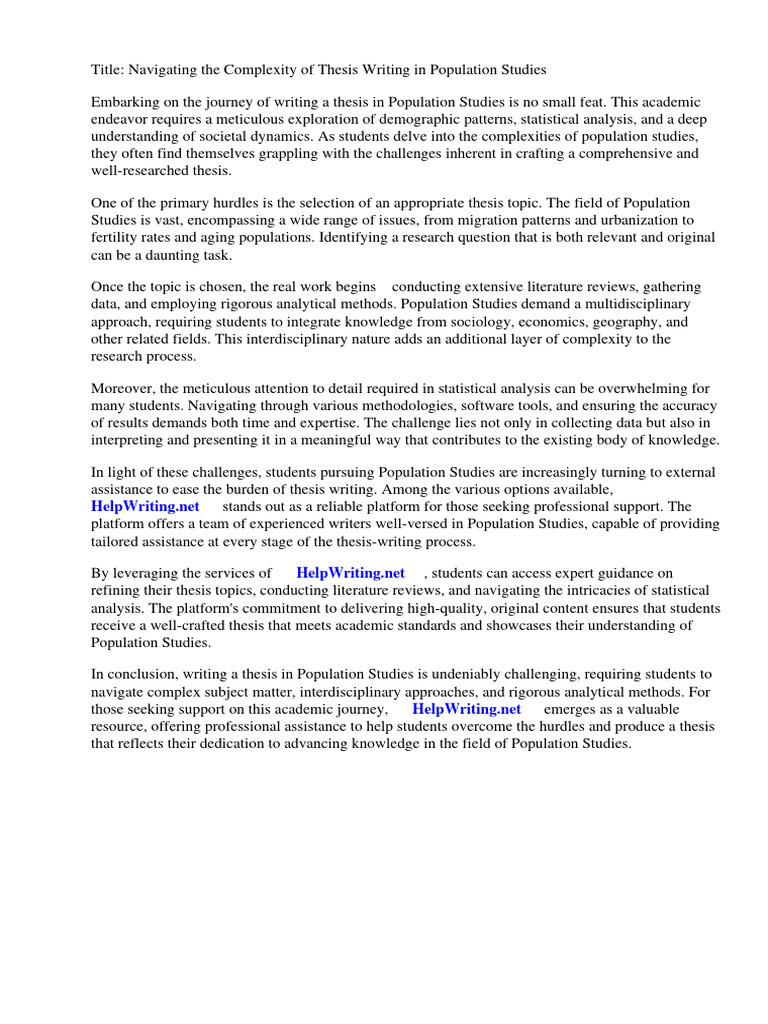 Thesis Topics in Population Studies | PDF | Statistics | Demography