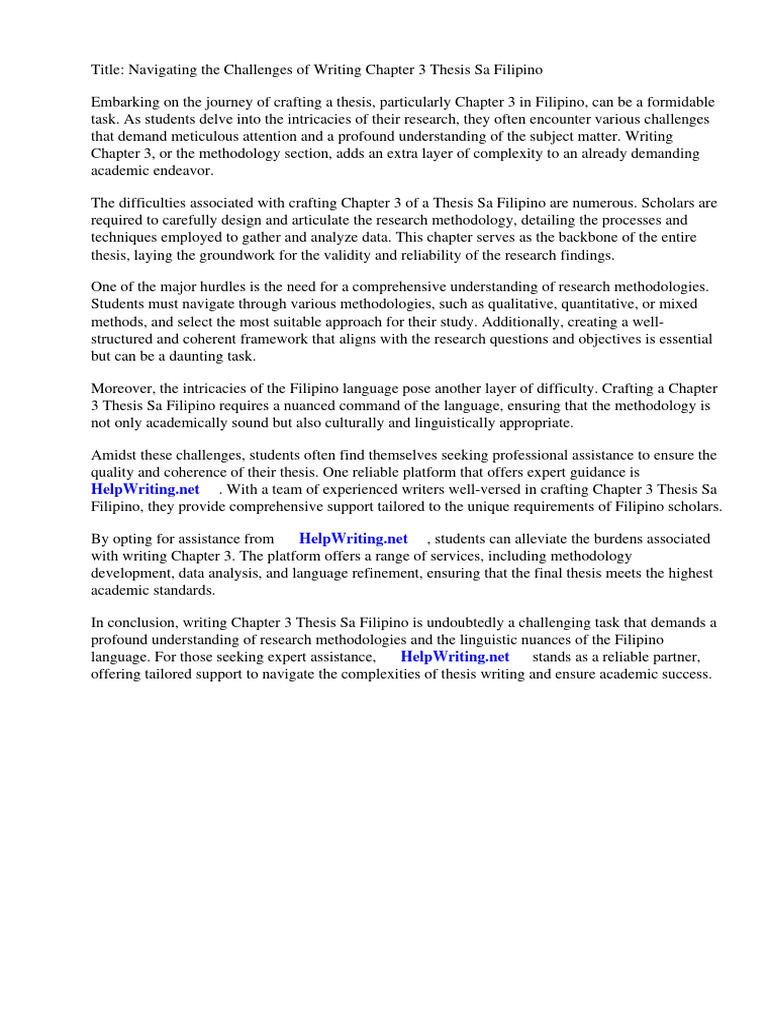 Chapter 3 Thesis Sa Filipino | PDF | Tagalog Language | Methodology