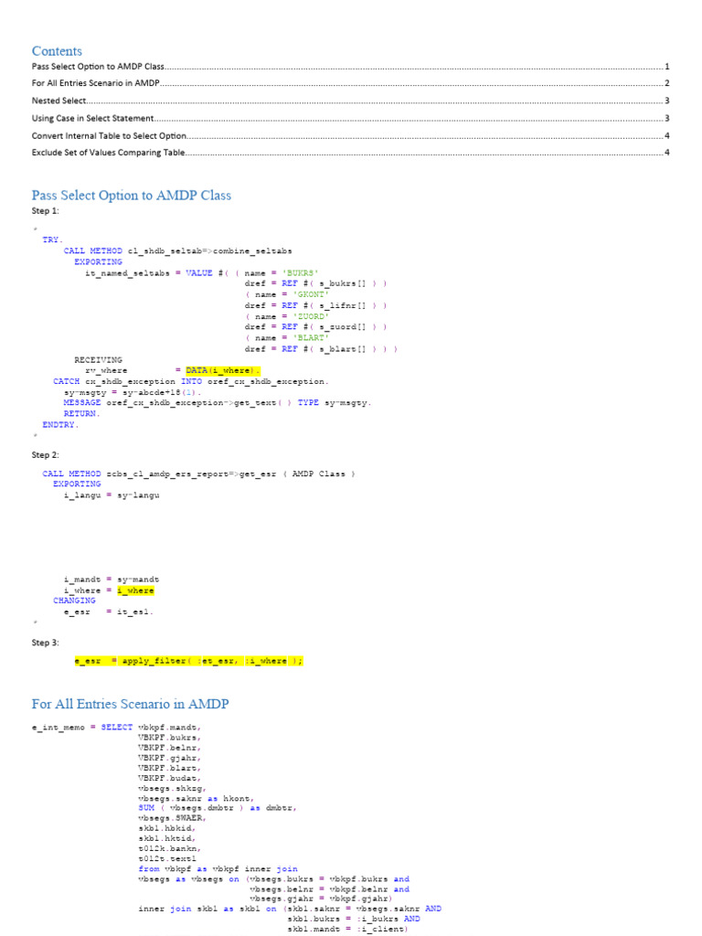 ABAP On HANA - Query | PDF