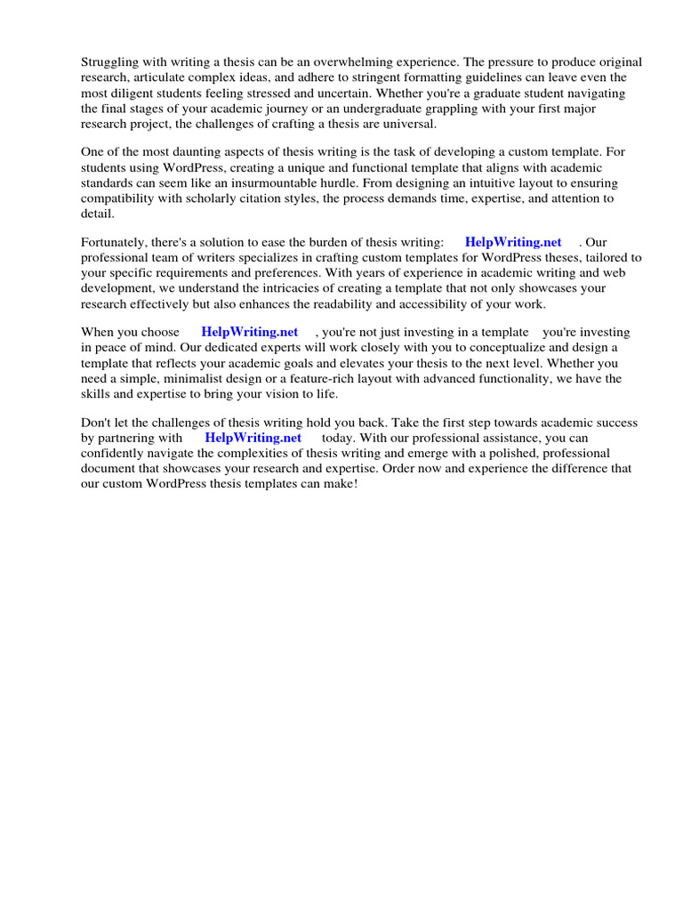 Custom WordPress Thesis Templates Guide | PDF | Word Press | Thesis