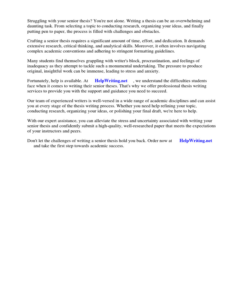 Senior Thesis Outline Example | PDF | Thesis | Empathy