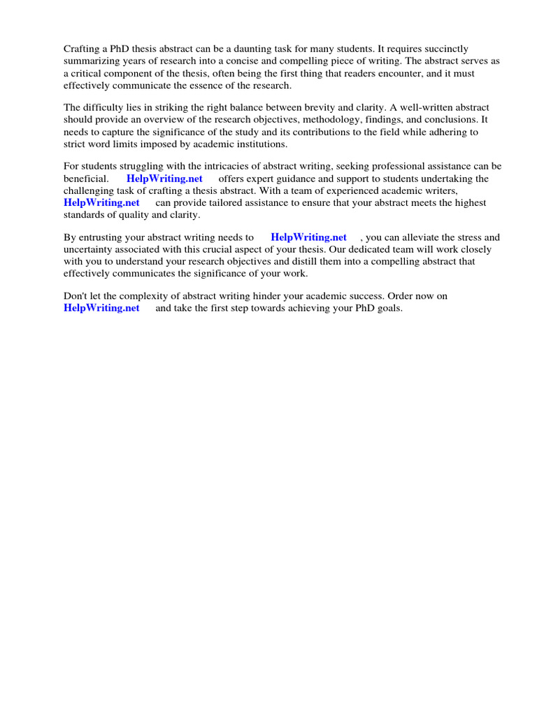 PhD Thesis Abstract Writing Guide | PDF | Thesis | Abstract (Summary)