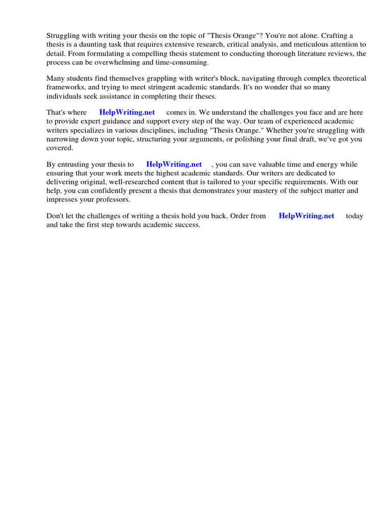 Thesis Orange | PDF | Shock (Circulatory) | Thesis