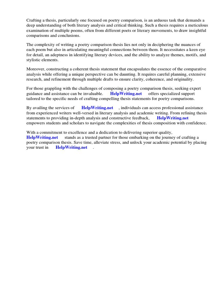 Structure Of A Poetry Comparison Essay