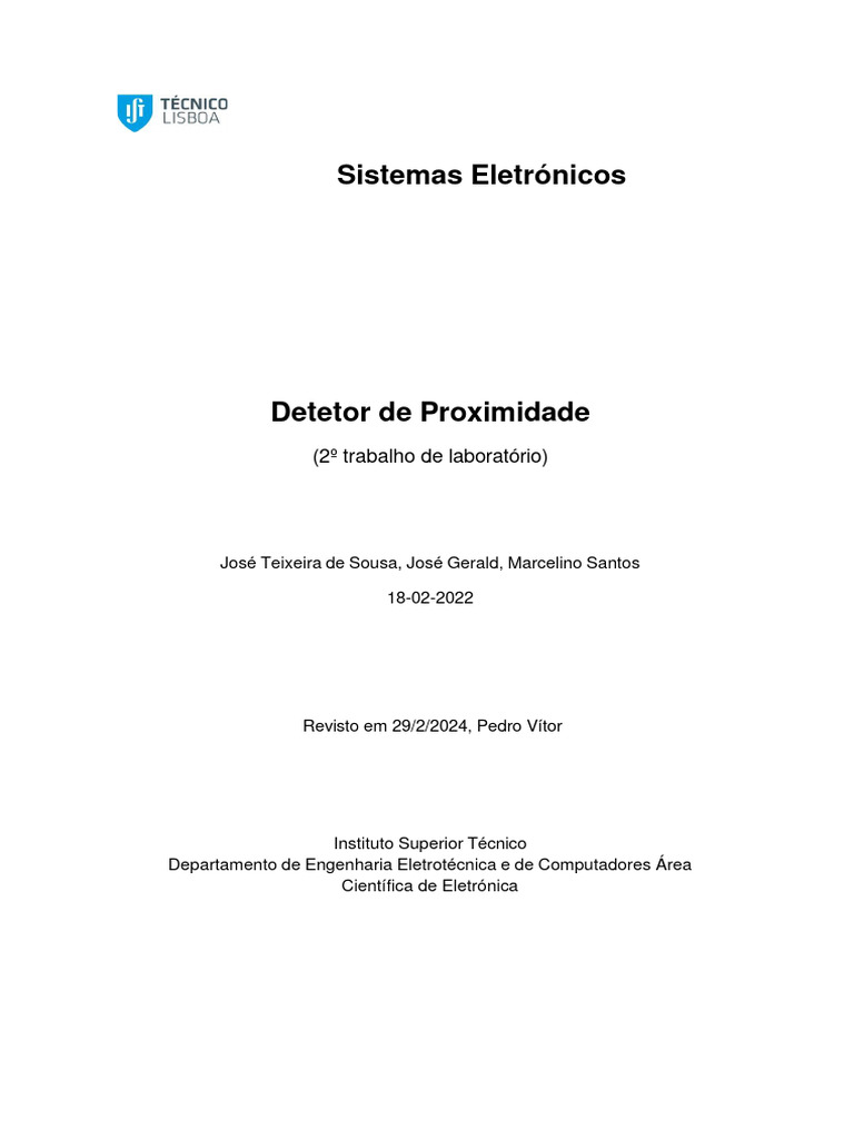 LAB2. SE2 - Lab2 - 2023-2024 (20240229 - 2122) | PDF | Rede elétrica | Barulho