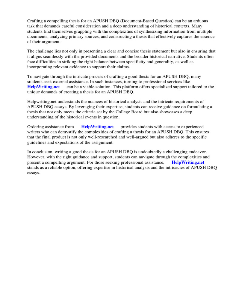 Crafting APUSH DBQ Thesis Tips | PDF | Essays | Thesis