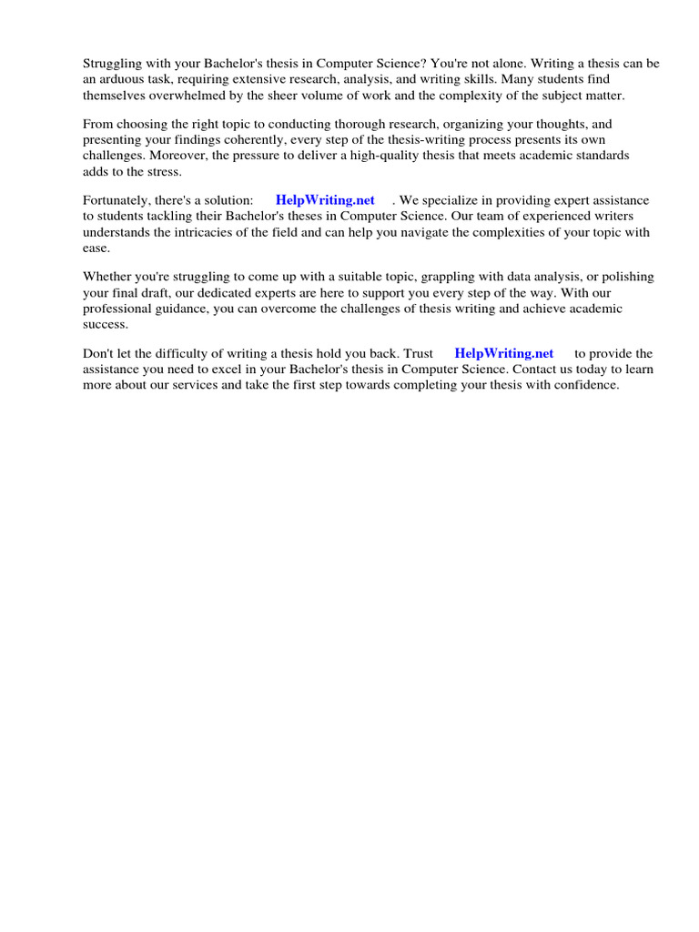 Expert Help for Computer Science Theses | PDF