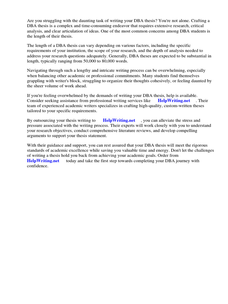 DBA Thesis Length | PDF | Thesis | Expert