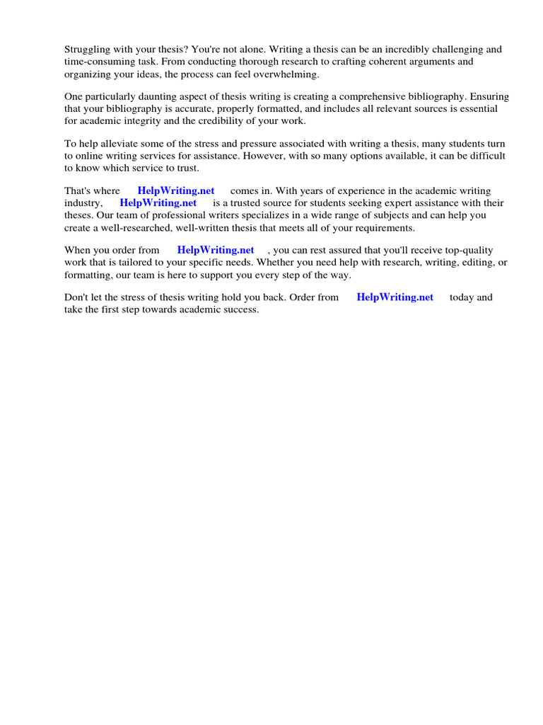 Bibliography Thesis Example | PDF | Citation | Thesis