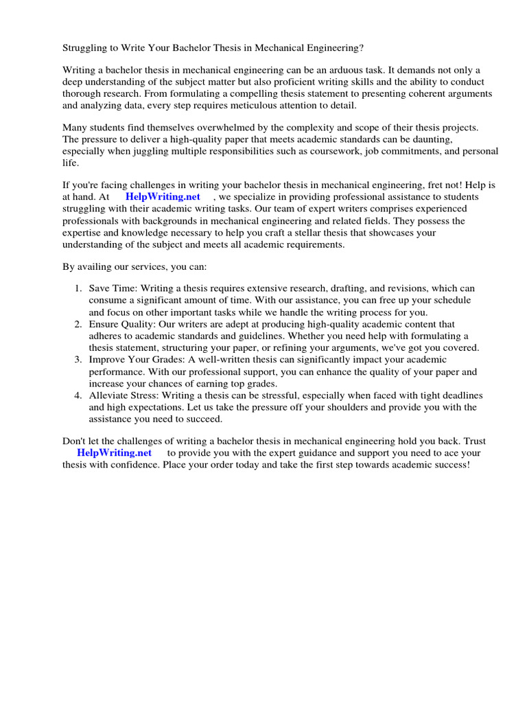 Bachelor Thesis Mechanical Engineering | PDF | Mechanical Engineering | Thesis