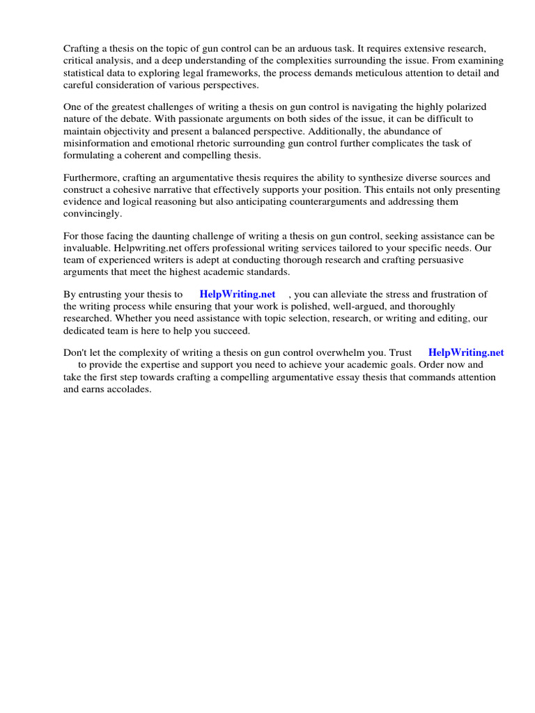 Gun Control Argumentative Essay Thesis | PDF | Gun Control
