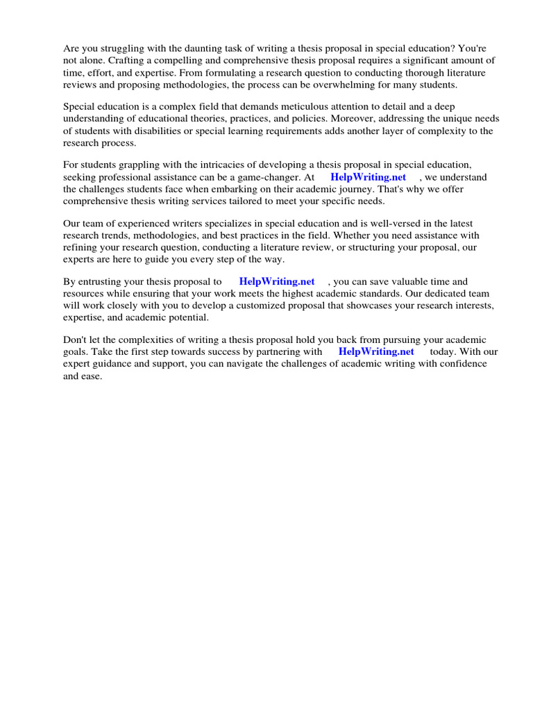 Sample of Thesis Proposal in Special Education | PDF | Thesis | Methodology
