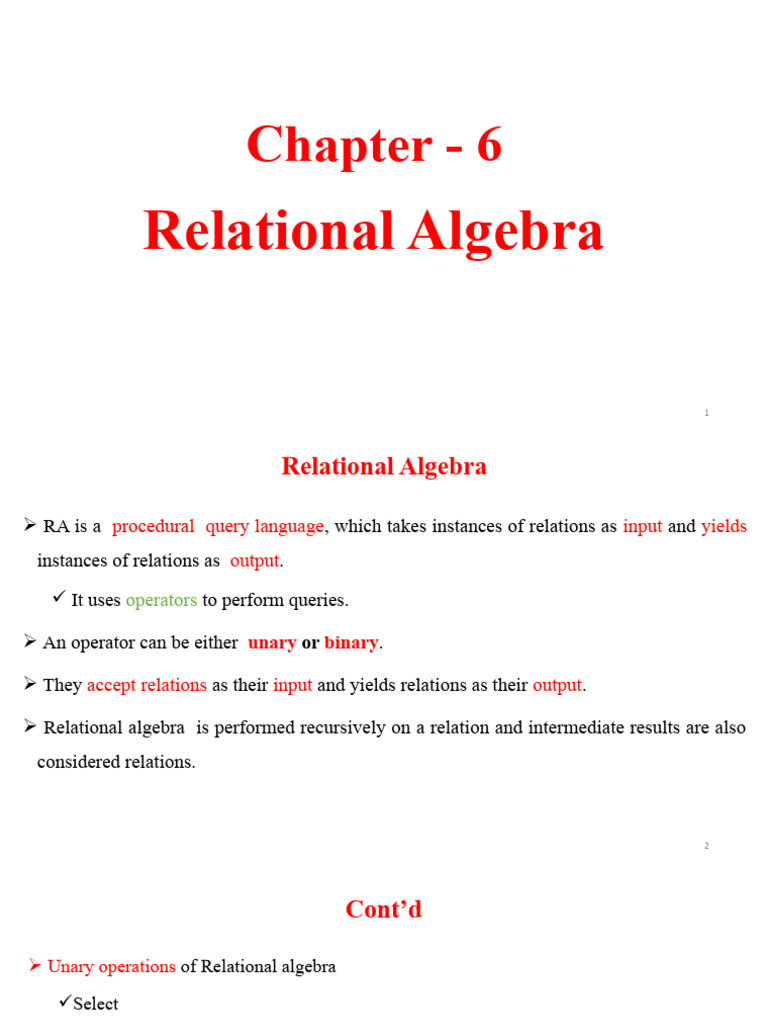 Relational Algebra Basics | PDF | Relational Model | Applied Mathematics