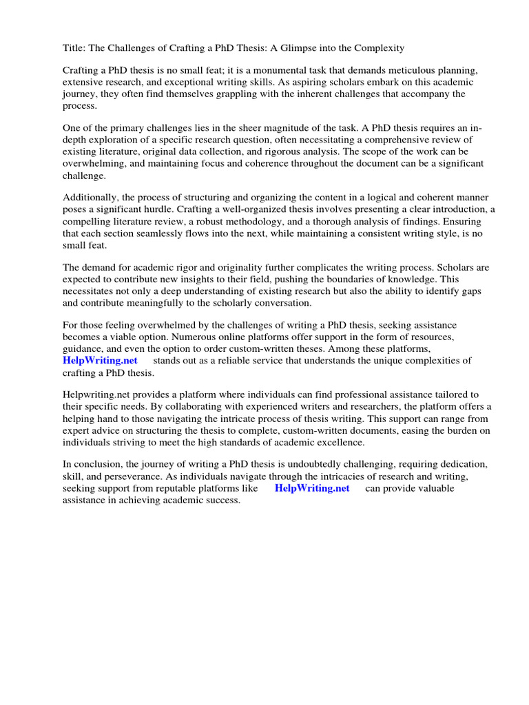 PHD Thesis Sample PDF | PDF | Thesis | Ligand