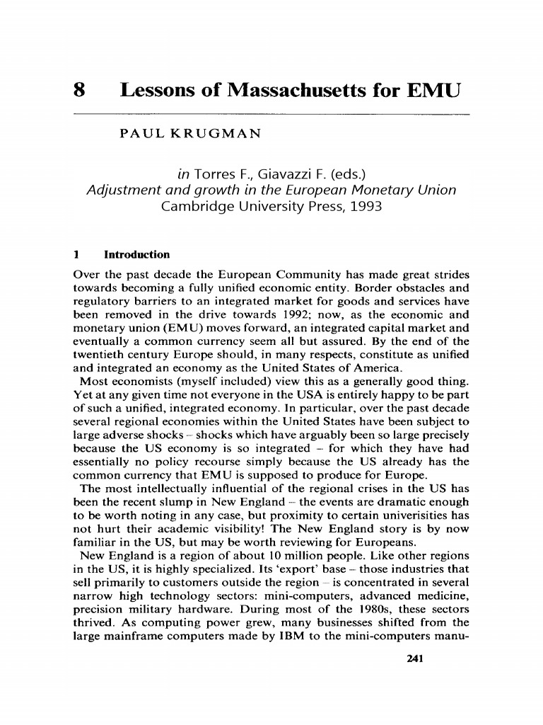 Adjustment and Growth in The European Monetary Union - Paul Krugman ...