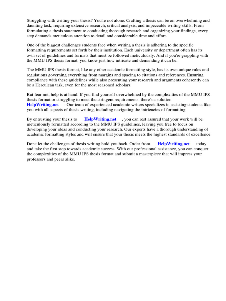 Mmu Ips Thesis Format | PDF