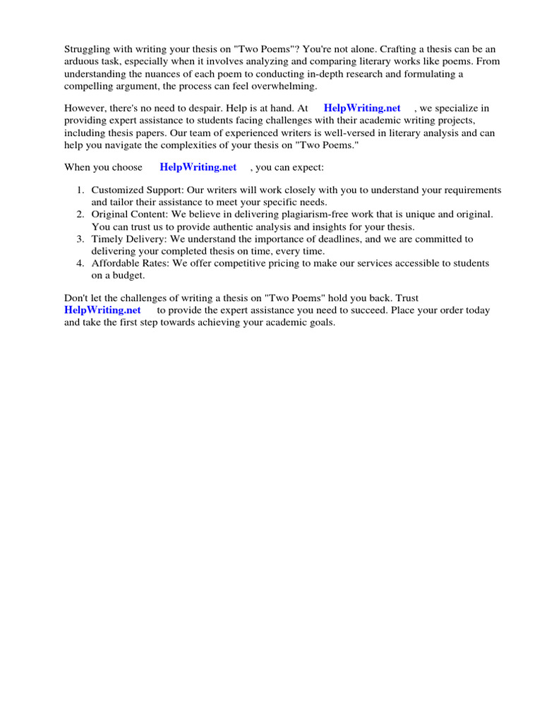 Thesis Two Poems | PDF | Poetry