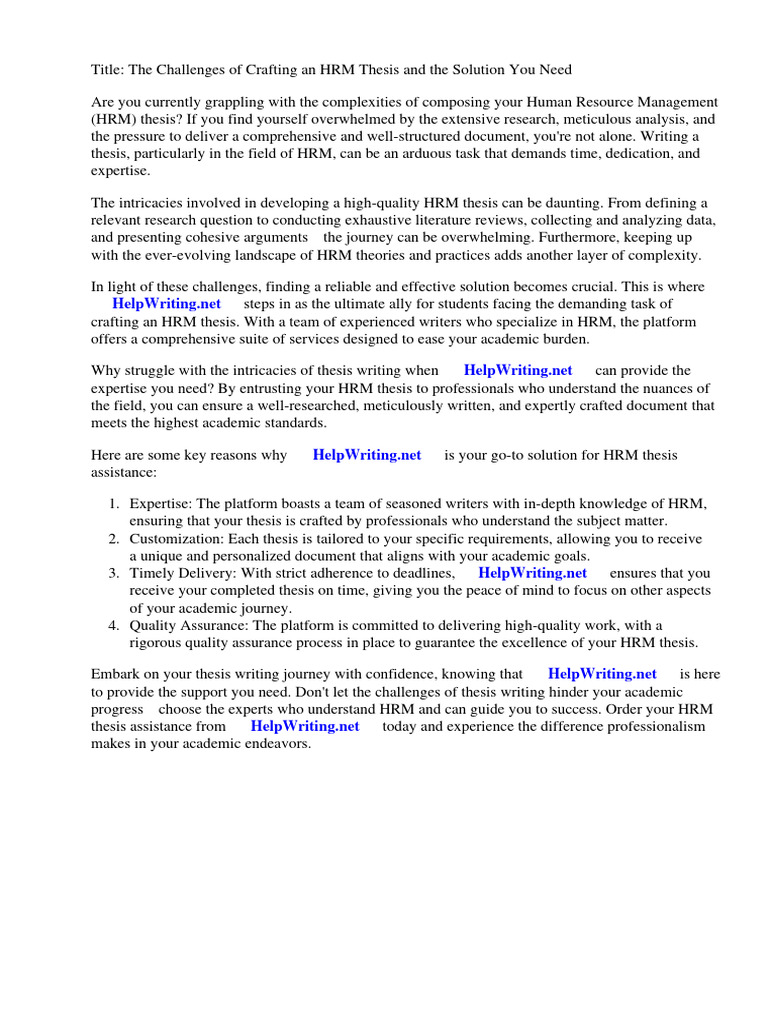 Thesis HRM | PDF | Human Resource Management | Thesis Thesis HRM | PDF | Human Resource Management | Thesis