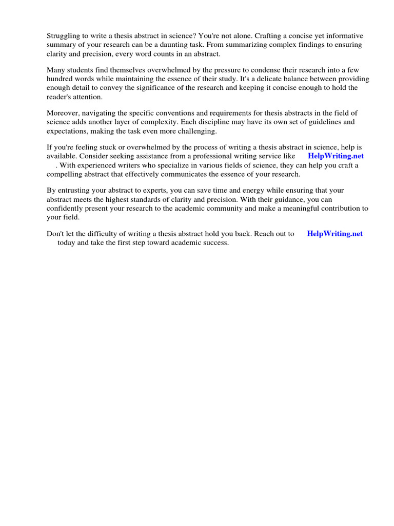 Thesis Abstract Examples Science | PDF