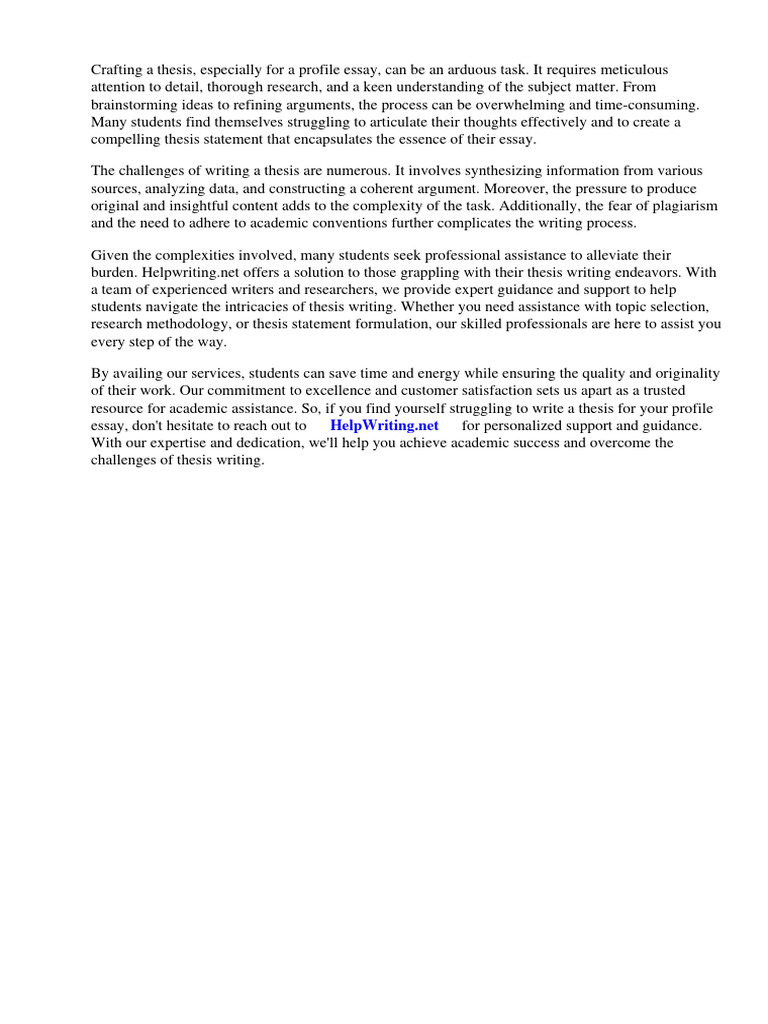 Profile Essay Thesis Examples | PDF | Essays | Thesis