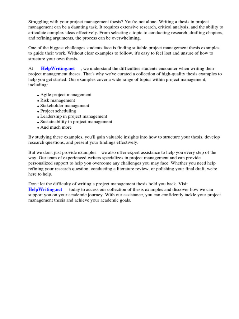 Project Management Thesis Examples | Download Free PDF | Thesis ...