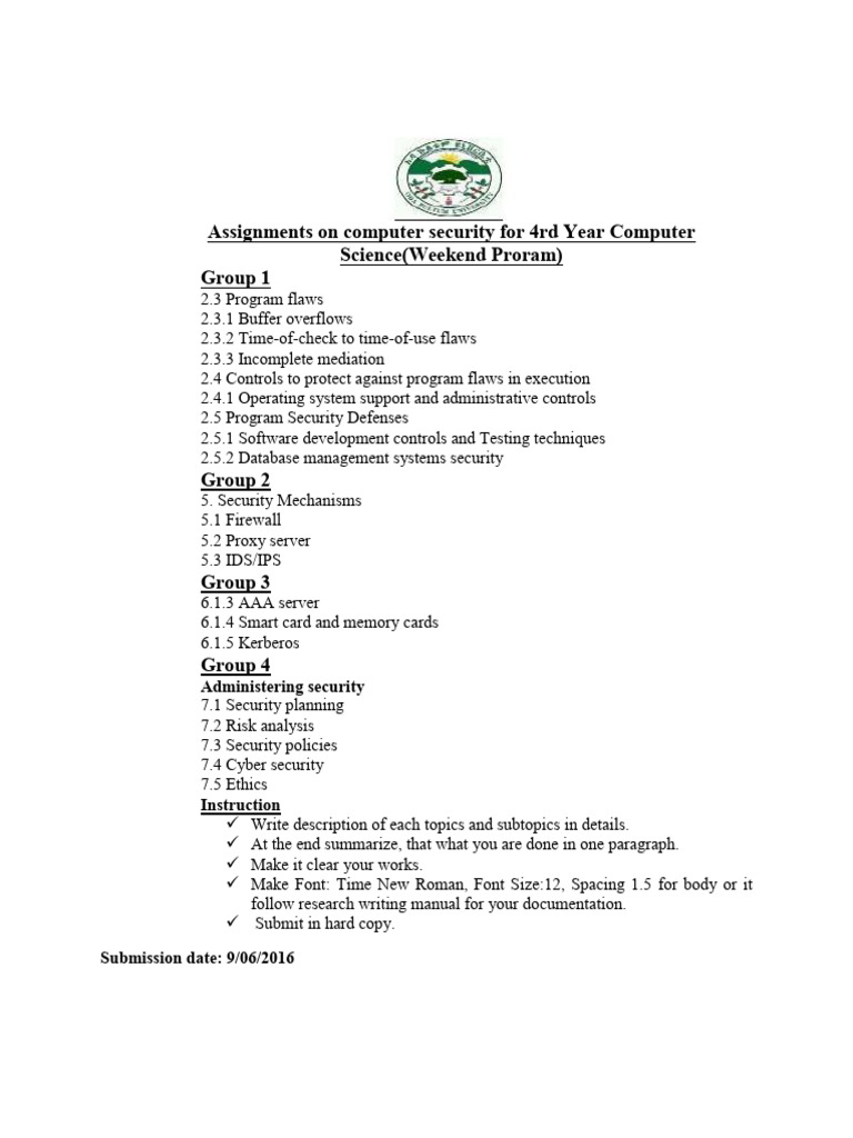 Assignments For 4rd Year Computer Science | PDF | Career & Growth | Computers