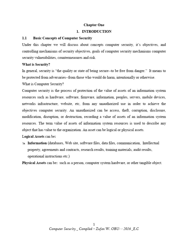 Chapter 1 UP | PDF | Information Security | Computer Security