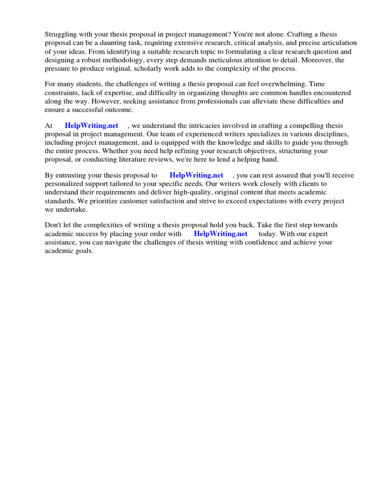 Sample On Thesis Proposalproject Management | PDF | Thesis | Project Management