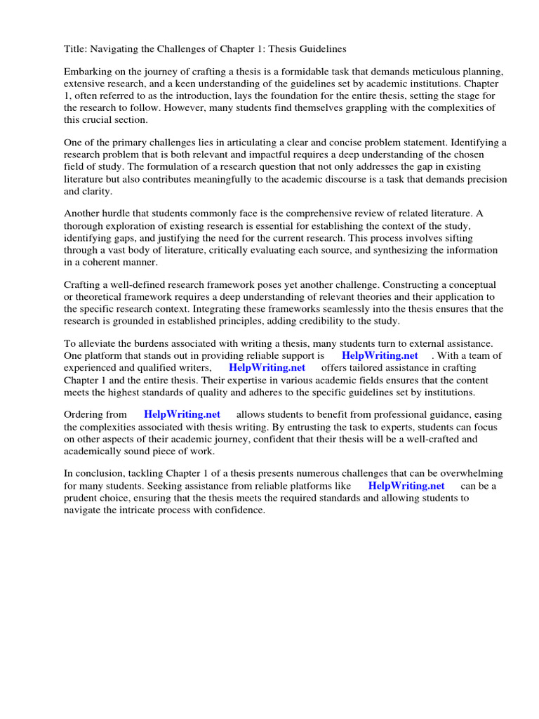 Chapter 1 Thesis Guidelines | PDF | Thesis | Teachers