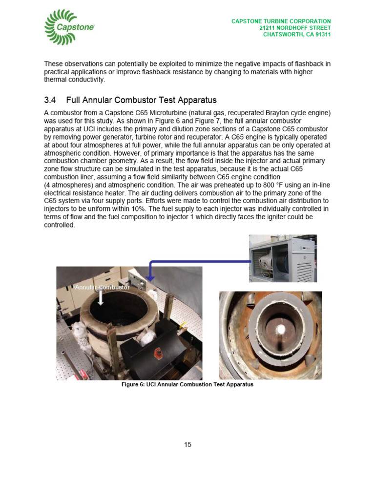 Capstone C65 Combustor Test Study | PDF