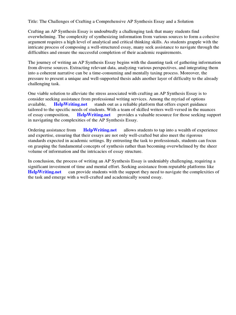 How To Write AP Synthesis Essay | PDF | Essays | Dialectic