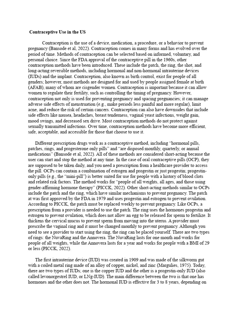Contraception Trends for US Women | PDF | Birth Control | Combined Oral ...