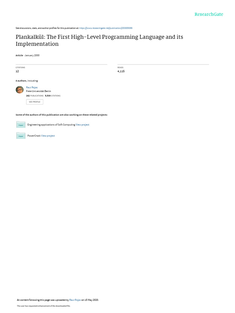 Plankalkuel Report | PDF | Programming Language | Mathematical Logic