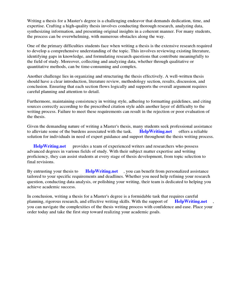 Sample Thesis For Masters Degree | PDF | Thesis | Science