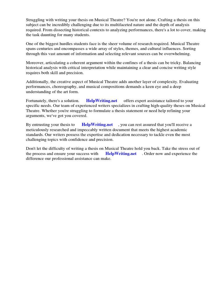 Thesis Musical Theatre | PDF
