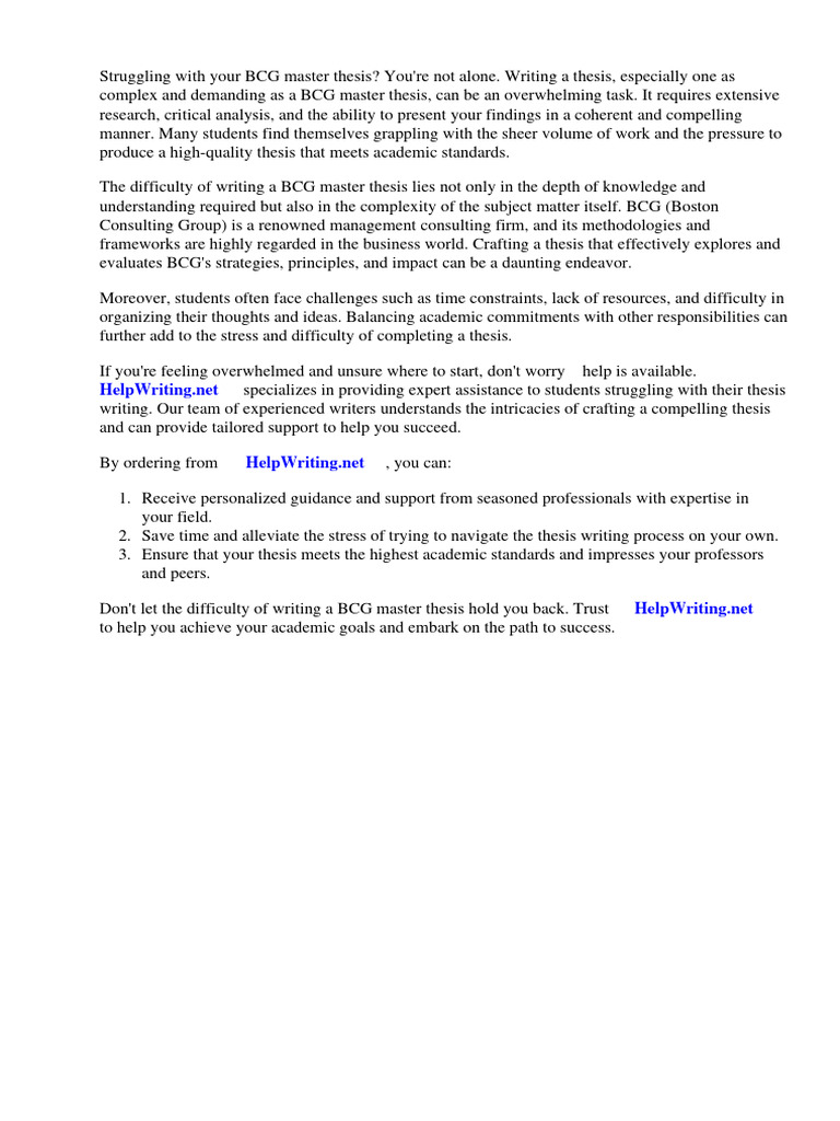 BCG Master Thesis | PDF