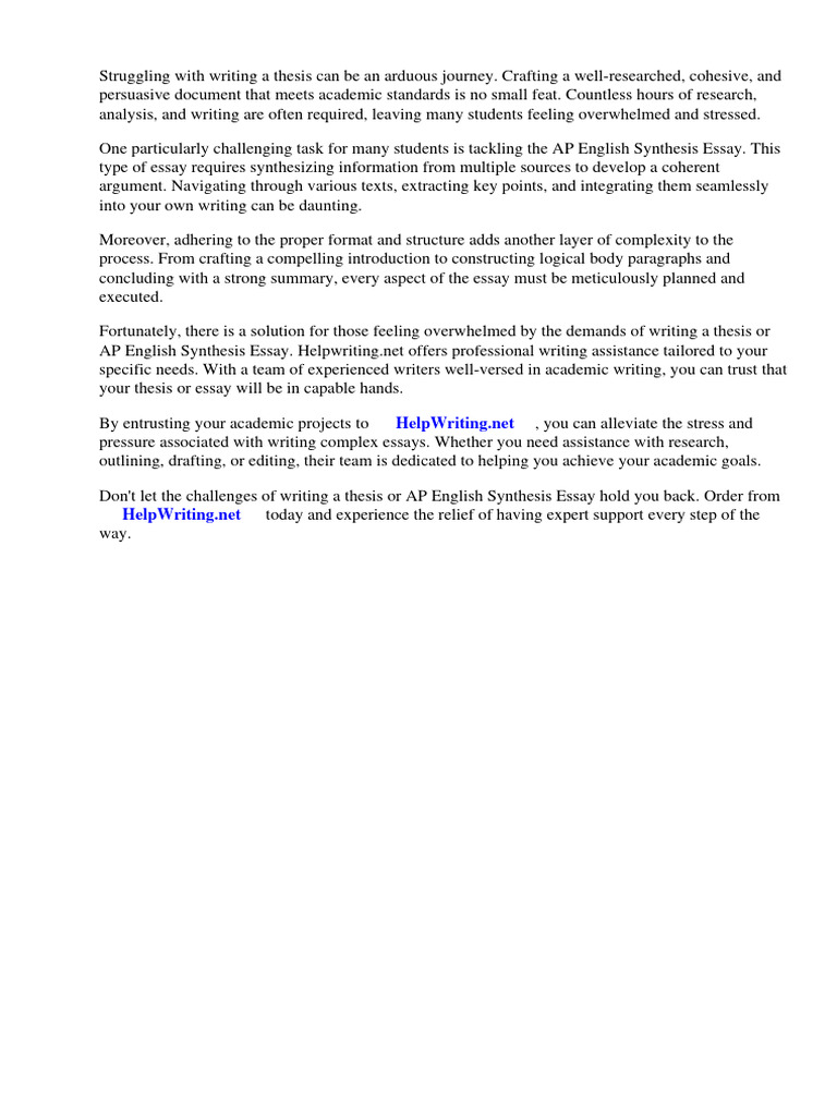AP English Synthesis Essay Format | PDF | Essays | Apa Style