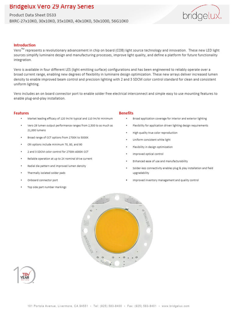 DS33 Bridgelux Vero 29 LED Array Data Sheet 2014.02.03 | PDF ...