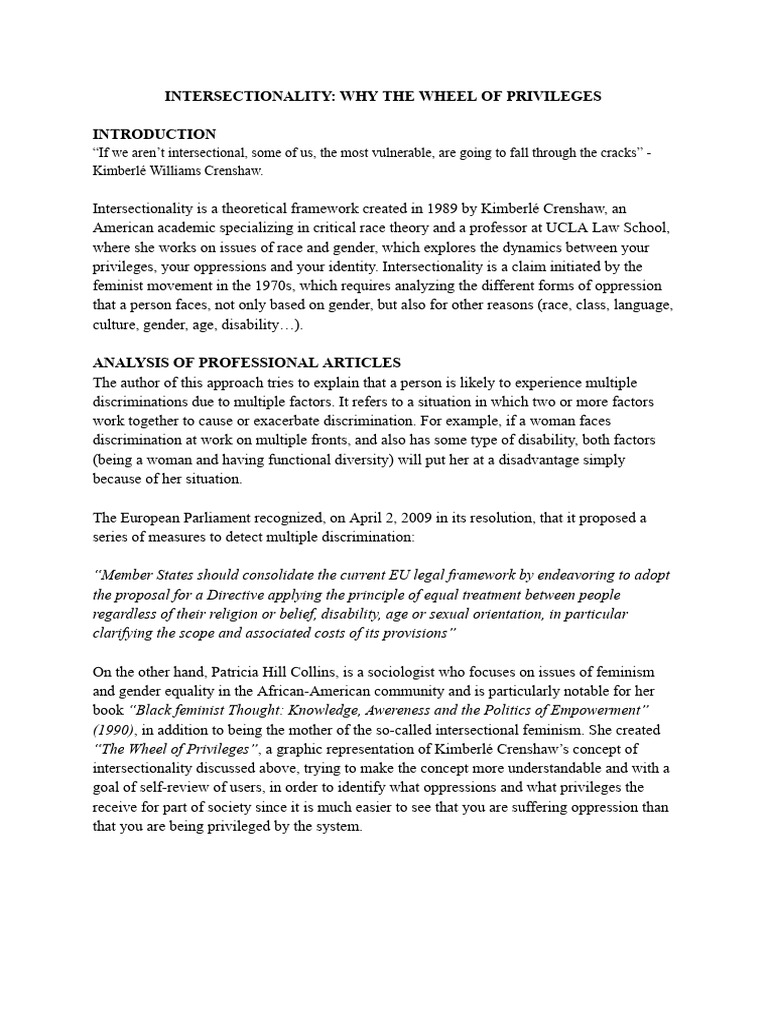 Understanding Intersectionality and Privilege | PDF | Intersectionality | Social Inequality