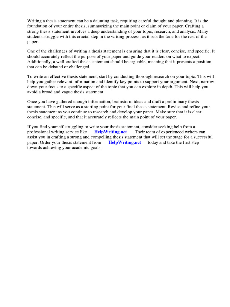 How To Write My Thesis Statement | PDF | Essays | Thesis