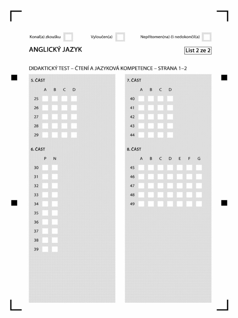 Aj - Reading (Ansrwer Sheet) | PDF