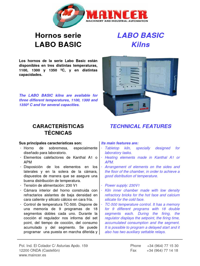(ES) (EN) Hornos Sobremesa Labo Basic - Labo Basic Tabletop Kilns | PDF ...